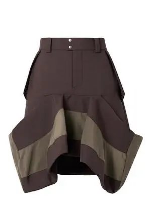 Sacai Paneled Scuba And Grosgrain Skirt - Black