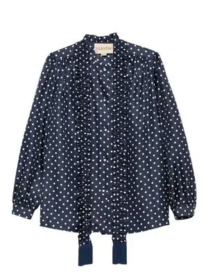 VALENTINO Valentino Polka Dot Tassel Ruffle Shirt