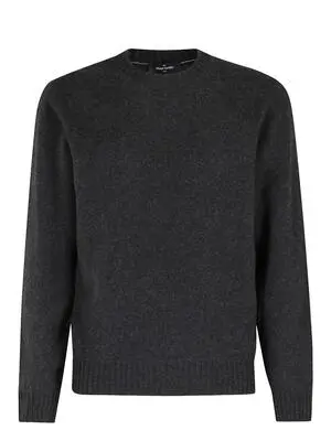 GRAN SASSO Ribbed Crew Neck Sweater - Black