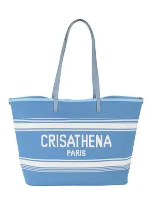 CRISATHENA Large Tote Bag With Double Handles And Detachable Shoulder Strap - Blue