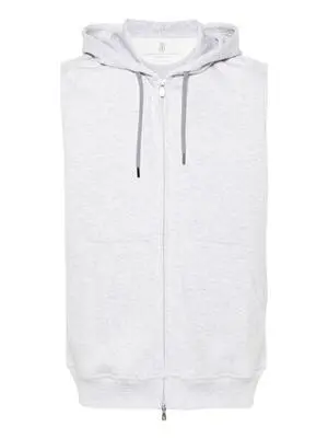 Brunello Cucinelli Sleeveless Zip-up Hoodie - White