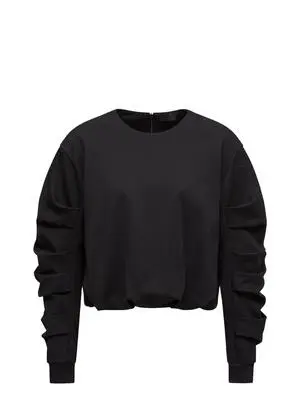 Moncler Gathered Sleeve Crewneck Sweatshirt - Black