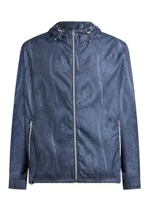 Etro Paisley Print Hooded Zip-up Jacket - Navy Blue