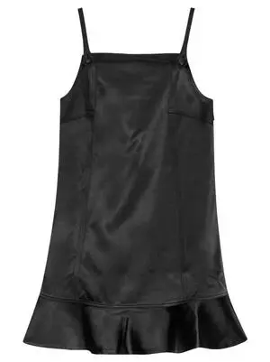 GANNI Strappy Mini Dress With Square Neckline And Ruffled Hem - Black