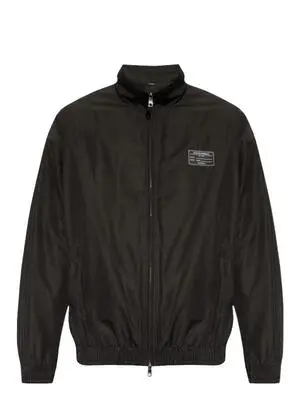 Dolce & Gabbana High Neck Bomber Jacket With Logo Patch - Black