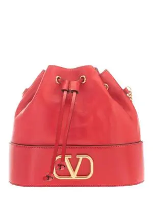 Valentino Garavani Vlogo Signature Drawstring Mini Bucket Bag - Red