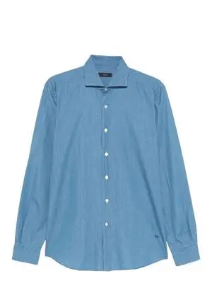 FAY Chambray Button-up Shirt - Blue