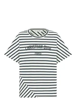 Dior Striped T-shirt With Graphic Detail - White