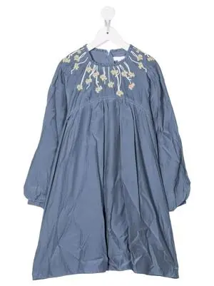 Chloé Embroidered Panel Dress - Blue