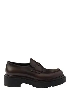 Prada Almond Toe Slip-on Loafers - Dark Brown
