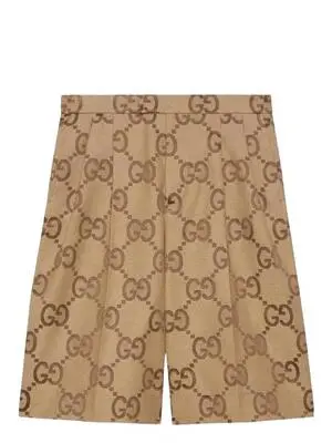 Gucci Jumbo Gg Monogram Tailored Shorts - Camel/ebony