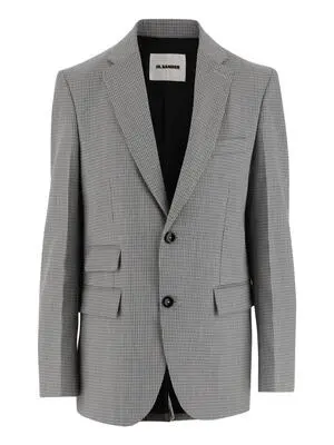 JIL SANDER Single-breasted Checked Blazer - Grey