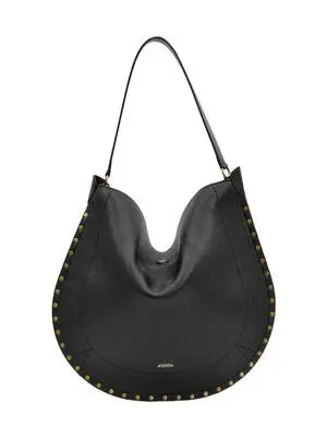 Isabel Marant Étoile Isabel Marant Oskan Hobo Soft Grained Leather Bag With Stud Embellishments Black
