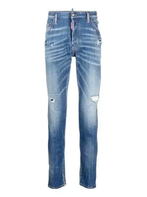 Dsquared2 Cool Guy Distressed Mid Rise Jeans - Blue