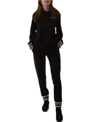 EA7 Core Logo Print Hoodie And Tracksuit Set - Black