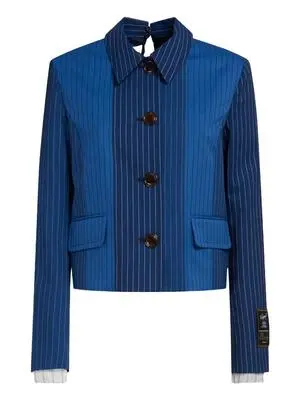 Marni Pinstriped Shirt Jacket - Blue