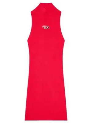DIESEL® M-monervax Mock Neck Ribbed Dress - Red