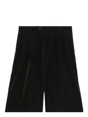 Gucci Stretch Corduroy Pleated Knee-length Shorts - Black