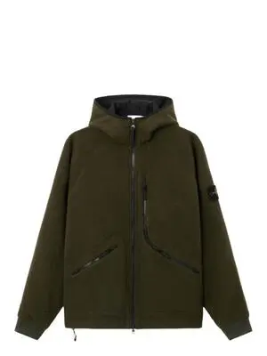 Stone Island Logo Patch Zip-up Jacket - Military Green