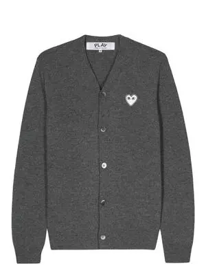 Play Comme Des Garcon Long-sleeved Knitted Cardigan - Grey