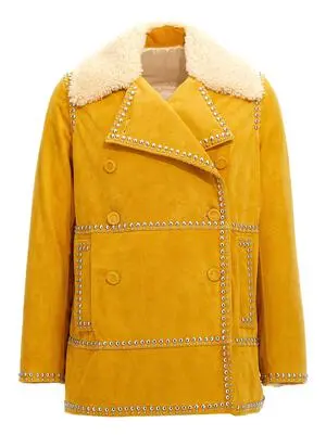 WALES BONNER Wales Bonner Embellished Suede Jacket With Shearling Collar
