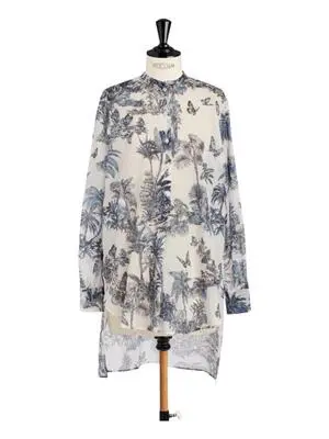 Dior Riviera Long Sleeve Printed Blouse - Gray