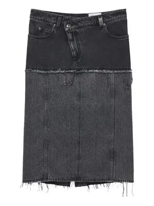 Alexander McQueen Two-tone Denim Skirt - Black