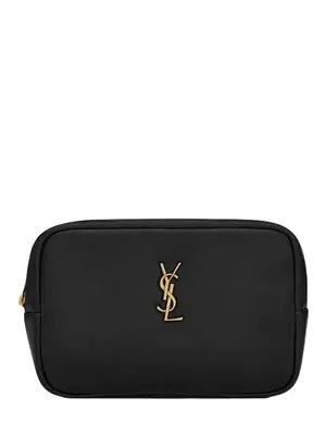 Saint Laurent Cassandre Logo Plaque Clutch Bag - Black