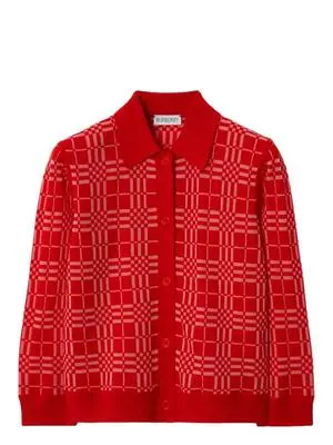 Burberry Vintage Check Collar Cardigan - Red