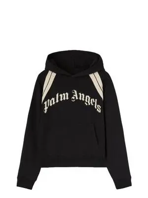 Palm Angels Logo Print Hoodie - Black