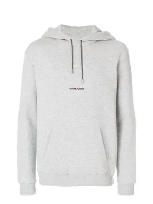 Saint Laurent Logo-print Hoodie - Gray