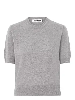 JIL SANDER Short-sleeved Wool Knit Sweater - Light Gray