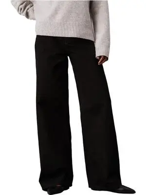 Calvin Klein Wide Leg Full Length Denim Jeans - Cowboy Black