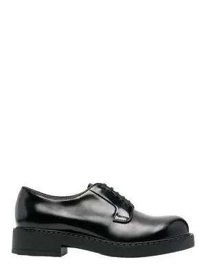 Prada Polished Finish Derby Shoes - Black