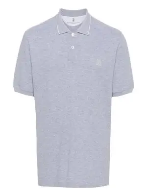 Brunello Cucinelli Brunello Cucinelli Logo-Embroidered Short-Sleeved Polo Shirt Grey