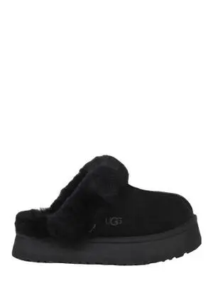 UGG Disquette Logo Embossed Platform Slippers - Black