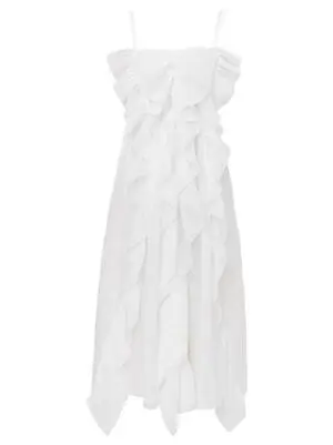 Chloé Ruffled Voile Midi Dress - White