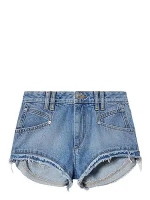 Isabel Marant Étoile Eneidala Denim Shorts With Tassel Trim - Blue