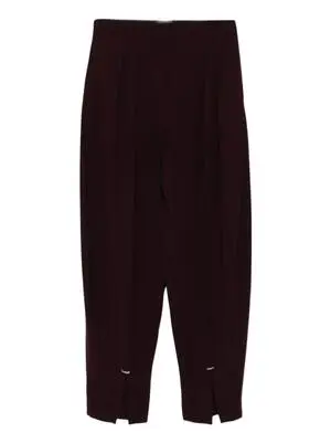 MUGLER Pleated Trousers With Ruffle Split Hem - Black