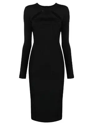 PINKO Pinko Long Sleeve Cut Out Midi Dress