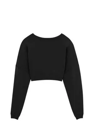 Saint Laurent Cropped Crewneck Sweatshirt - Black