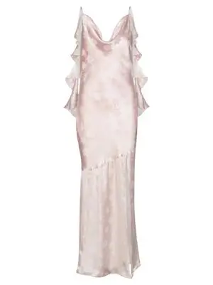 ROTATE BY BIRGER CHRISTENSEN ROTATE Halter Neck Maxi Floral Jacquard Dress With Ruffled Details No