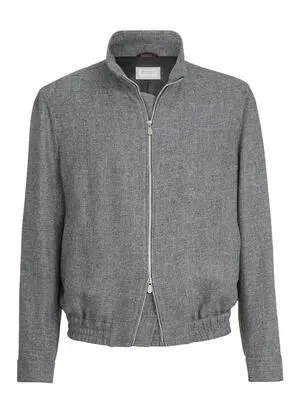Brunello Cucinelli Brunello Cucinelli Stand Collar Hopsack Outerwear Jacket Medium Grey