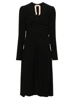 N.21 Long Sleeved V-neck Dress With Pendant Detail - Black