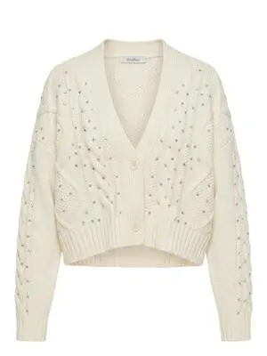 MAX MARA Max Mara Embellished Ribbed Knit Cardigan