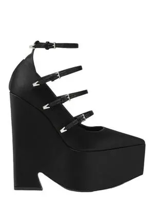 Versace Tempest Strappy Platform Pointed Toe Pumps - Black