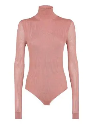 FENDI Fendi Long-Sleeve Turtleneck Bodysuit With Palladium-Plated Label