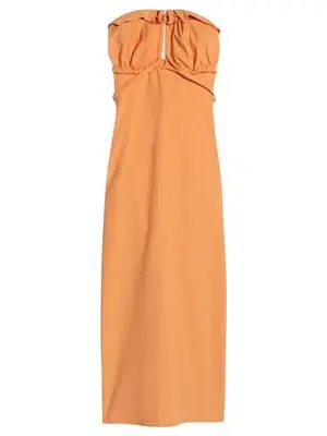 JACQUEMUS Jacquemus Orange Lace Detail Strapless Midi Dress