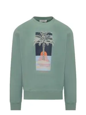 LANVIN Graphic Printed Crewneck Sweatshirt - Green