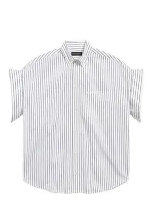 Balenciaga Tucked Short-sleeve Shirt - White/blue